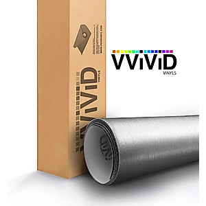 VViViD® XPO Silver Brushed Steel Car Wrap Vinyl Roll with Air Release Technology (1.49ft x 5ft)