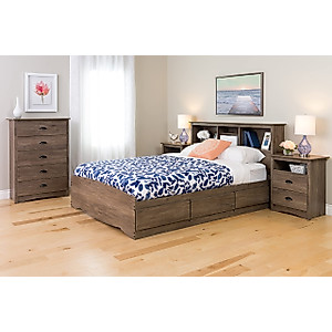 Prepac Salt Spring Rustic Full/Queen Headboard with Bookcase, Farmhouse Bookcase Headboard for Full/Queen Beds 11" D x 65.75" W x 43" H, Drifted Gray, DSH-6643-V