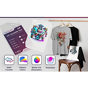 TAIGAOASIS DTF Transfer Film A4-30 Sheets - 8.3 x 11.7 Inches - Anti-Static DTF Transfer Paper - Direct to Film Paper with Double Matte Finish - 10X Coating for Brighter, Clearer, Durable Images