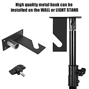 Fotoconic Single Roller Wall/Light Stand Mounting 2-in-1 Manual Background Support System, Including Two Single Hooks, Two Expand Bars, One Chain