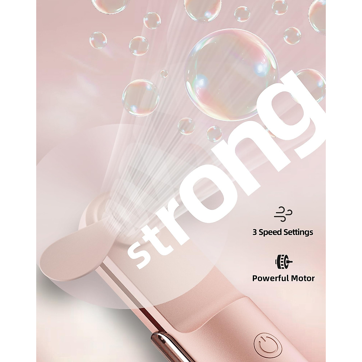 Cutnut Portable Handheld Fan, 3-Speed Foldable Mini Pocket Fan, USB-C 2000mAH Rechargeable Small Quiet Hand Fan, Personal Lash Fan for Travel, Outdoor, Home, Ideal Gifts for Women, Pink