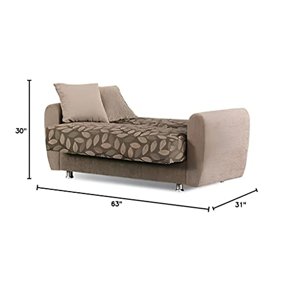 BEYAN Chestnut 2016 Collection Living Room Convertible Storage Loveseat with Storage Space, Includes 2 Pillows, Dark Brown