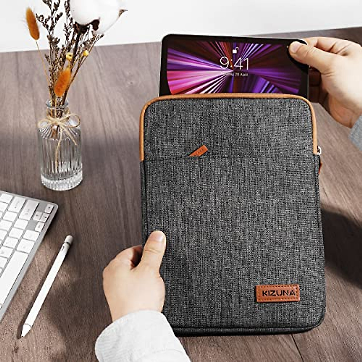 KIZUNA 9.7-10 Inch Tablet Sleeve Water Resistant Laptop Bag for 9.7" 10.5" 11" iPad Pro/Apple 10.2" iPad/10 Surface Go/Huawei MediaPad M5 Pro/10.5" Samsung Galaxy Tab A S6/Lenovo Smart/Acer -Brown