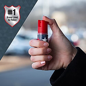 SABRE Pepper Spray With Key Ring, 25 Bursts, 10-Foot (3-Meters) Range, UV Marking Dye, Twist Lock Safety