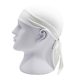 MIZOK Unisex 4 Pieces Cycling Bandana Cap Sun UV Protection Sweat Wicking Cap Hat Skull Cap Pirate Hats White
