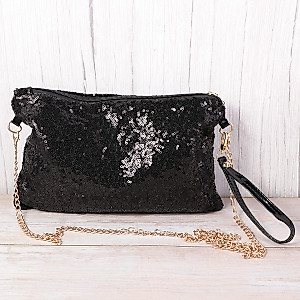 ABOOFAN Women Glitter Sequins Handbag Crossbody Shoulder Bag Elegant Clutch Bag Evening Bag Purse Women Handbag Wrist Bag for Wedding Birthday Party Prom