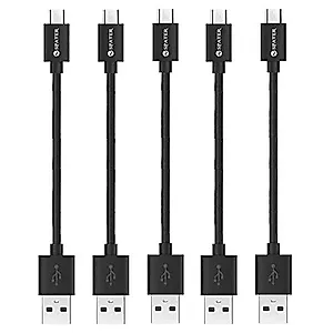 Spater Micro USB Sync Cable for Samsung, HTC, Motorola, Nokia, Android, and More (5 Pack) (Black)