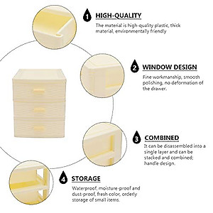 DOITOOL Skincare Storage Organizer Desktop Jewelry Storage Drawer Makeup Organizer Earring Holder Stand Cosmetic Storage Container for Home Girl Bedroom (Beige) Tabletop Storage Bin