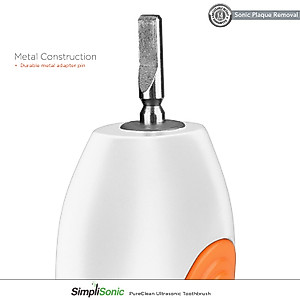 SimpliSonic Ultrasonic Rechargeable Electric Toothbrush Premium Package w/ 12 Heads (White)