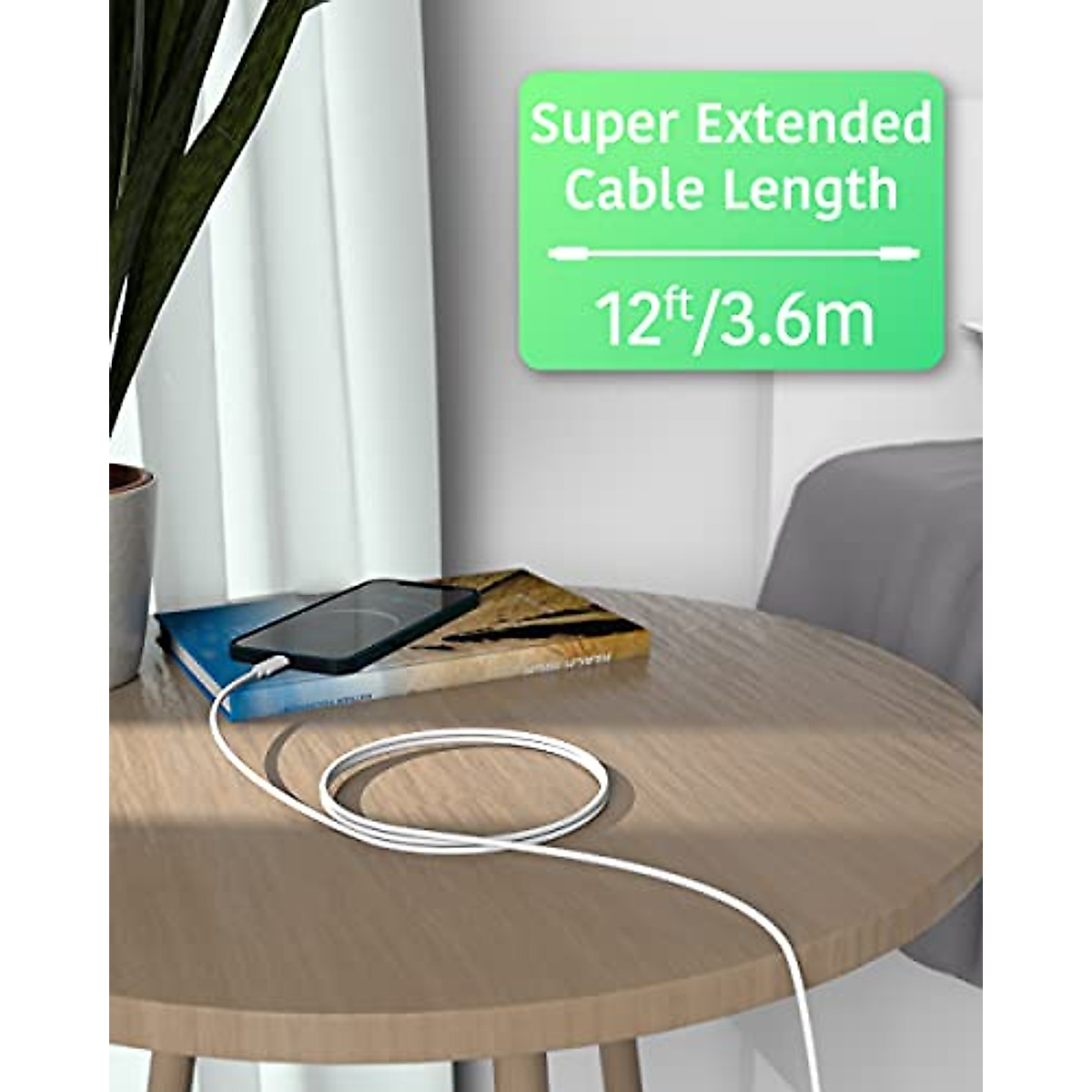 TALK WORKS Charger Lightning Cable Compatible w/iPhone 13/Pro/Pro Max, 14/Plus/Pro/Pro Max, 12, 11 Pro/Max/Mini, XR, XS/Max, X, 8, 7, 6, 5, SE, iPad, AirPods, Watch - 12' Cord - MFI Certified (White)