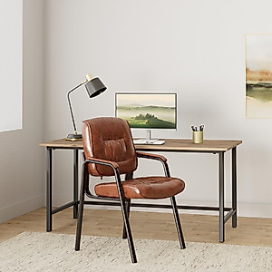 BTEXPERT Brown Premium Leather Office Executive Waiting Room Guest/Reception Side Conference Chair Set of 2