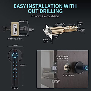 ENOKER Fingerprint Door Lock Knob - Keyless Entry Door Lock with Handle 100 Fingerprints/IC Cards/Passcodes/Keys, Smart Electronic Biometric Door Knob Deadbolt Keypad for Bedroom Home Office Apartment