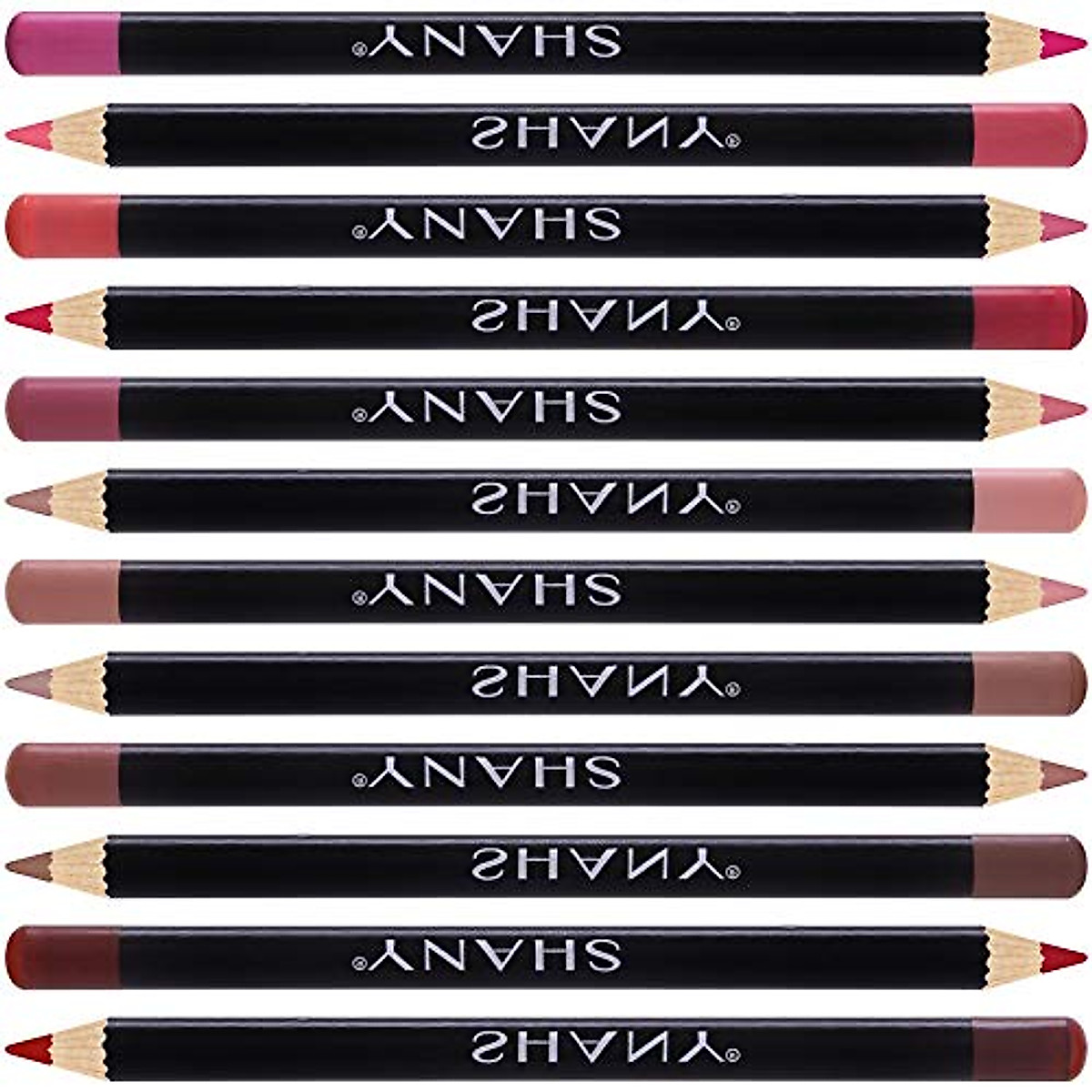 SHANY Dreamy Dozen Matte Lip Liner Set Vegan - Long-Lasting Professional Velvet Cruelty-Free Lipstick Pencils Pens in Varying Shades - Pack of 12