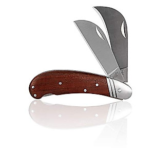 Pruning Knife, Double Blade Grafting Knife, Stainless Steel Garden Budding Knife, Linsen-outdoors Folding Pocket Knife for Grafting Multi Cutting Tool, Weed Bushes Branches Mushroom Diggig Knife