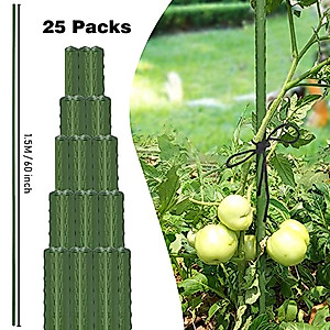 Xiny Tool Garden Stakes, 25 Pack Steel Plant Garden Tomato Stakes with Plastic Coat for Climbing Plants (25 Pack 60 Inch)