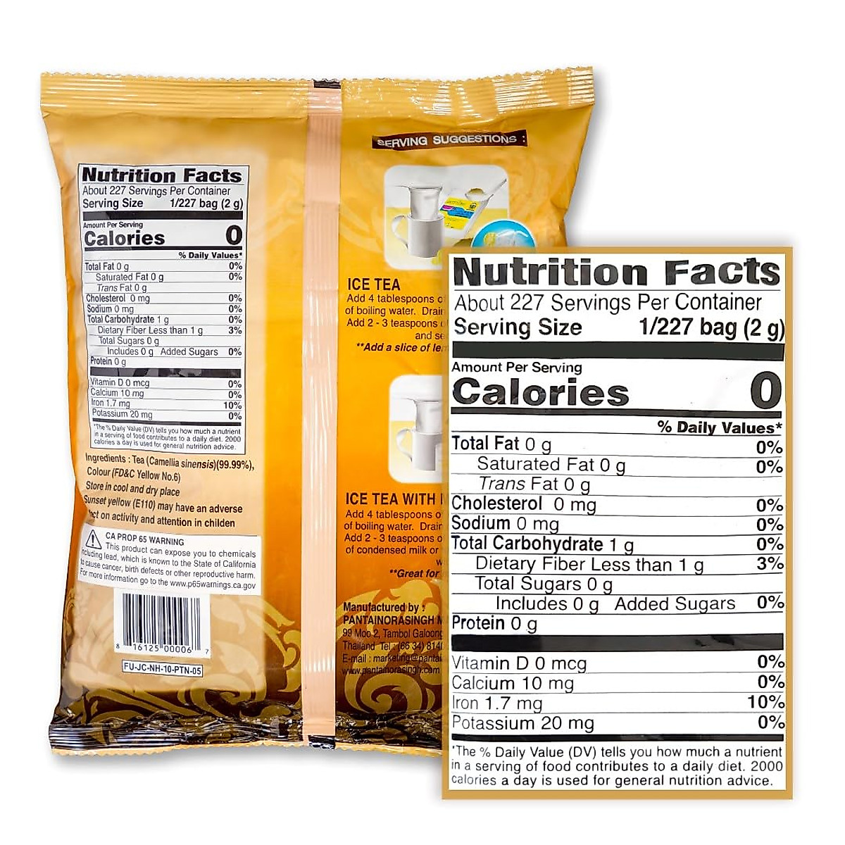 Thai Tea Mix (Pantai) 16 oz (1lb.) Thai Iced Tea Traditional Restaurant Style.