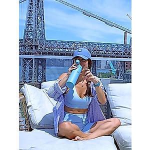 Cubitt Insulated Sports Hydro Water Bottle 24 oz, 2 Lids (Coffee Lid and Wide Mouth Twist Sports Lid), Stainless Steel, Double Walled. Cold for up to 24 hours, Hot for up to 12 hours. (Blue 24 oz)