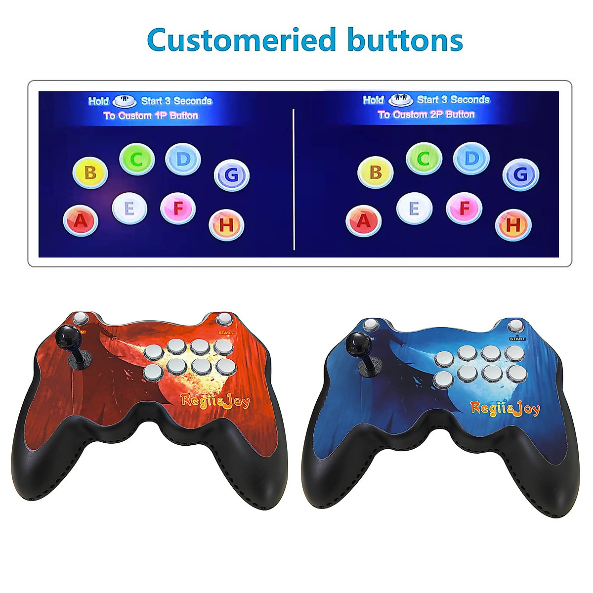 RegiisJoy 20000 in 1 Bluetooth Arcade Game Console Pandora Box 30S Wireless Game Machine for PC & Projector & TV, 2-4 Players, 1280X720, 3D Games, Search/Hide/Save/Load/Pause Games