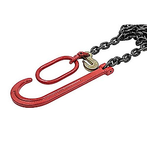 Mytee Products 3/8" x6' G80 15" Long Shank J Hook Tow Chain Recovery w/Eye Cradle Grab Hook - 7100 LBS WLL - Rollback Towing Chain for Car Wrecker Recovery Flatbed Trailers Truck - Towing Equipment