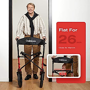 OasisSpace Rollator Walker with Pneumatic Tires - All Terrain Rollator Walker with Seat for Outdoors, Mobility Walking Aid with 12” Big Pneumatic Wheel for Seniors
