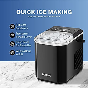 Ice Makers Countertop, Portable Ice Maker Machine with Self-Cleaning, 9 Bullet Ice Ready in 6 Mins, Handheld Ice Maker 26.5lbs 24Hrs with Ice Bags and Scoop Basket for Home Bar Camping RV(Black)