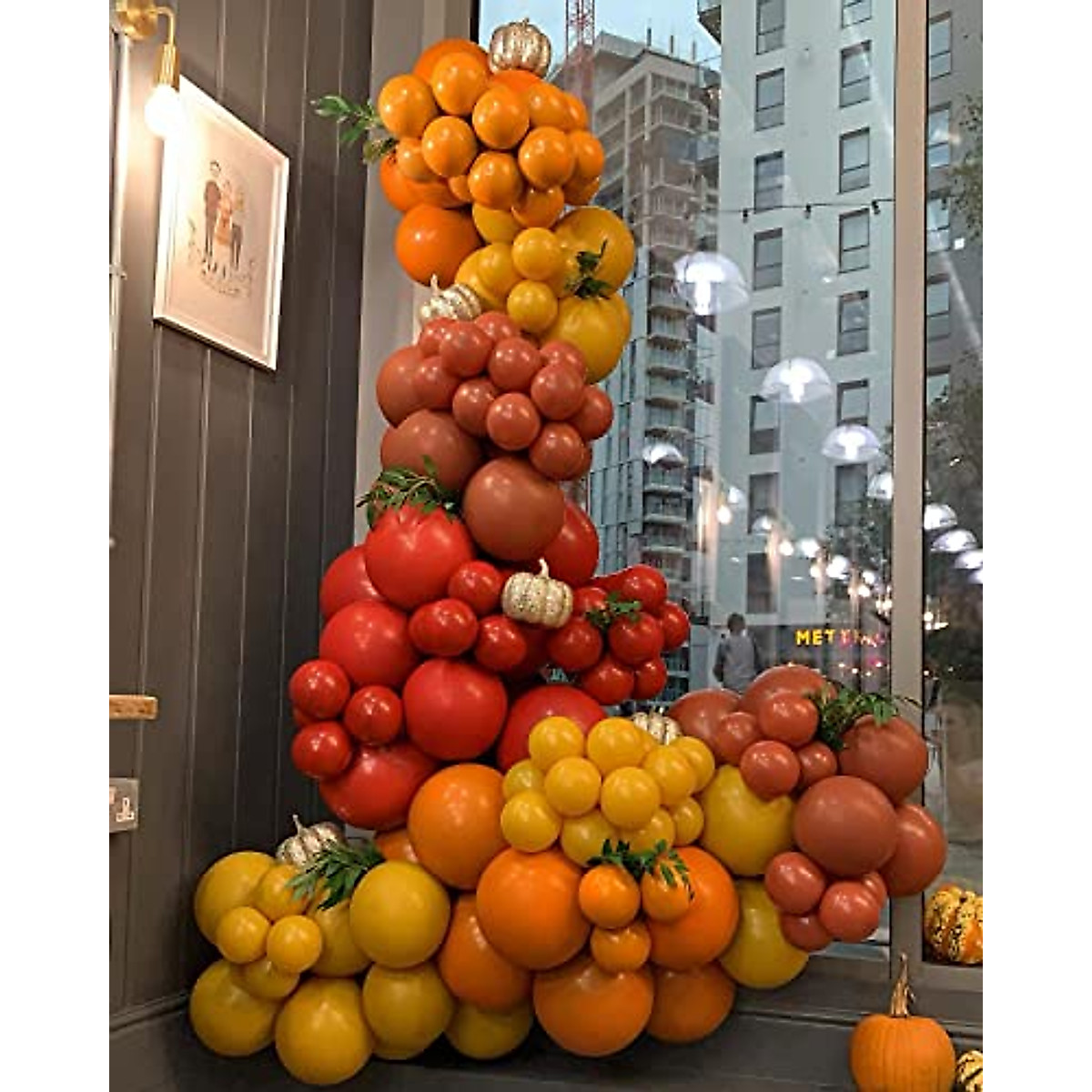 Orange with Gold Balloons Garland Arch Kit -Various Sizes Double-Stuffed Burnt Orange Balloons for Birthday Party Bridal Baby Shower Fall Decorations Thanksgiving Friendsgiving Autumn Party Supplies