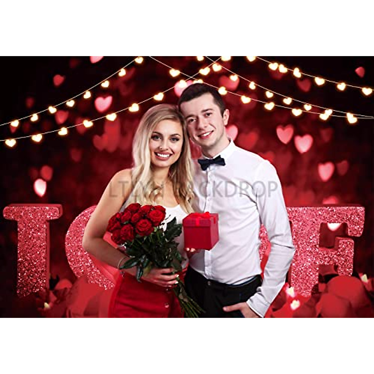 LTLYH 7x5ft Valentine's Day Backdrops Valentine's Love Heart Flowers DecorationsPhotography Background Valentine's Photo Background for Party Studio Props Backdrop 096