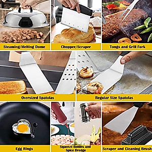 Griddle Accessories Kit, 19 Pcs Flat Top Grill Accessories Set for Blackstone and Camp Chef, Griddle Tools Set with Basting Cover, Spatula, Scraper, Bottle, Tongs, Egg Ring for Outdoor BBQ and Camping