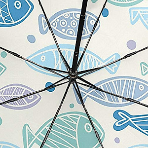 Umbrella Folded Marine Cute Fish Kids Underwater Windproof Travel Wind Umbrella Rain & Wind Resistant Compact And Lightweight For Business And Travels
