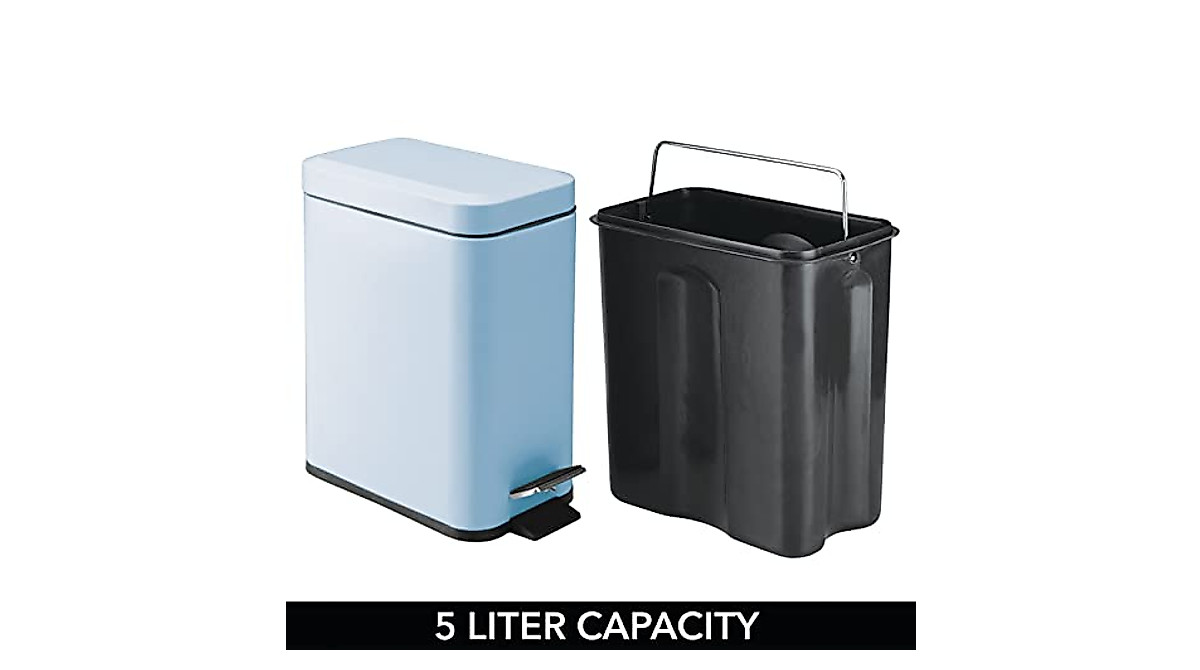 mDesign Compact Trash Can - Stylish & Functional