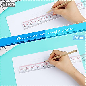 100 Pieces Ruler Grips, Transparent Strong Adhesive Silicone Ruler Rings for Quilting Rulers Quilt Templates for Sewing Rulers Quilting Templates 3/4 Inch and 1/4 Inch