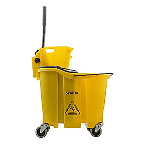 Carlisle FoodService Products Omnifit Mop Bucket with Side Press Wringer and Soiled Water Insert for Floor Cleaning, Kitchens, Restaurants, And Janitorial Use, Polypropylene (Pp), 35 Quarts, Yellow