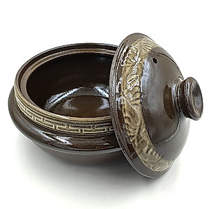 TheJD Korean Stone Bowl (Dolsot), Sizzling Hot Pot for Bibimbap and Soup - Premium Ceramic (Korean Stone Pot_03)