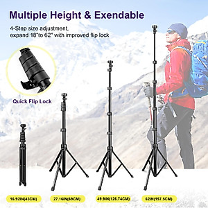 UBeesize 62" Phone Tripod & Selfie Stick, Camera Tripod Stand with Wireless Remote and Phone Holder,Compatible with iPhone Android Phone, Perfect for Selfies/Video Recording/Live Streaming Black