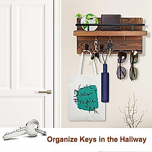 OurWarm Key Holder for Wall Decorative with 5 Key Hooks, Wall Mounted Key Hangers for Wall with Mail Key Rack, Wooden Mail Organizer with Shelf, Rustic Home Decor for Entryway Mudroom Hallway Office
