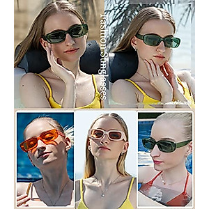 Dollger Trendy Rectangle Sunglasses For Women Men Trendy Retro Rectangular colored Shades sunglasses bulk pack