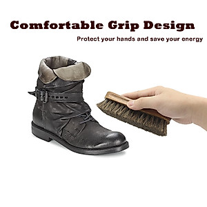 Let1be Horsehair Shoe Shine Brush,Polishing Cleaning Brush for Leather Shoes Boots Handbags Sofa,5.9*1.77*1.57 inch