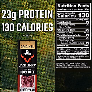 Jack Link’s Premium Cuts Beef Steak, Original, Great Protein Snack with 23g of Protein and 2g of Carbs per Serving, Made with Premium Beef, 2 Ounce (Pack of 12)