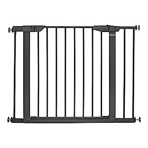 Graco BabySteps Walk-Thru Metal Safety Gate (Gray) - Pressure-Mounted Baby Gate for Doorway, Expands from 29.5-40.5 Inches, 29.5 Inches Tall, Includes 3 Extensions, Perfect for Children, Pet-Friendly