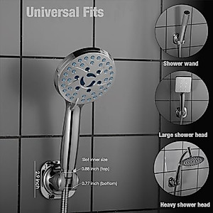 Hand held Shower Head Holder - 5 Angles Adjustable - Slide to Fit - Adhesive Screw Options for Multiple Surfaces - Minimal Shower Wand Holder (Chrome)