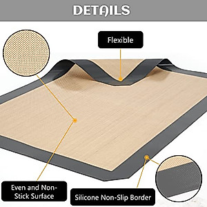 Elyum Silicone Baking Mat, 2 Pack Non-Stick Food Grade Silicone Mat for Baking, Reusable Heat Resistant Half Sheet Baking Mat for Cookies Macarons Bread Pastry (16.5"x11.6", Grey)