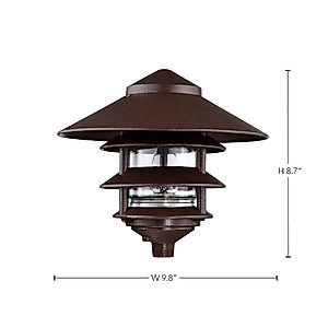 Nuvo SF76/637 One 2 Louver Hood Outdoor Pagoda Landscape Pathway Light, 3 Tier-Large, Old Bronze