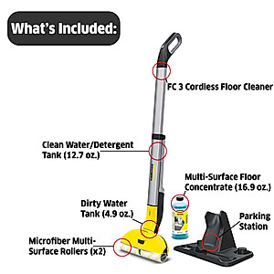 Kärcher - FC 3 Cordless Electric Hard Floor Cleaner – Perfect for Laminate, Wood, Tile, LVT, Vinyl, & Stone Flooring