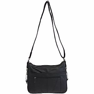 Genuine Leather Locking Concealment Purse CCW Concealed Carry Gun Bag Handbag, Ambidextrous, Black