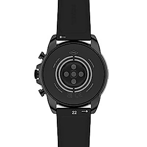 Fossil Unisex Gen 6 44mm Stainless Steel and Silicone Touchscreen Smart Watch, Fitness Tracker, Color: Black (Model: FTW4061V)