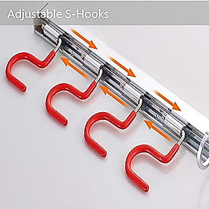 Cavoli Mop and Broom Organizer Wall Mounted, 4 Adjustable Holder and 3 Hooks,Storage Solutions for Broom Holders, Metal and Easy Clean