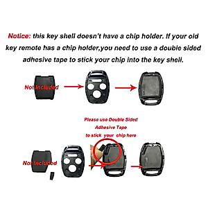 1pc Replacement Key Fob Shell Case Fit for Honda 2008-2012 Accord 2006-2013 Civic EX 2009-2015 Pilot 4 Buttons Keyless Entry Remote Car Key Fob Cover Housing Casing