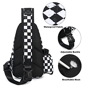 Xunteny Checkered Sling Bag Backpack for Women, Small Chest Bag Crossbody Shoulder Bags for School Traveling Hiking Cycling