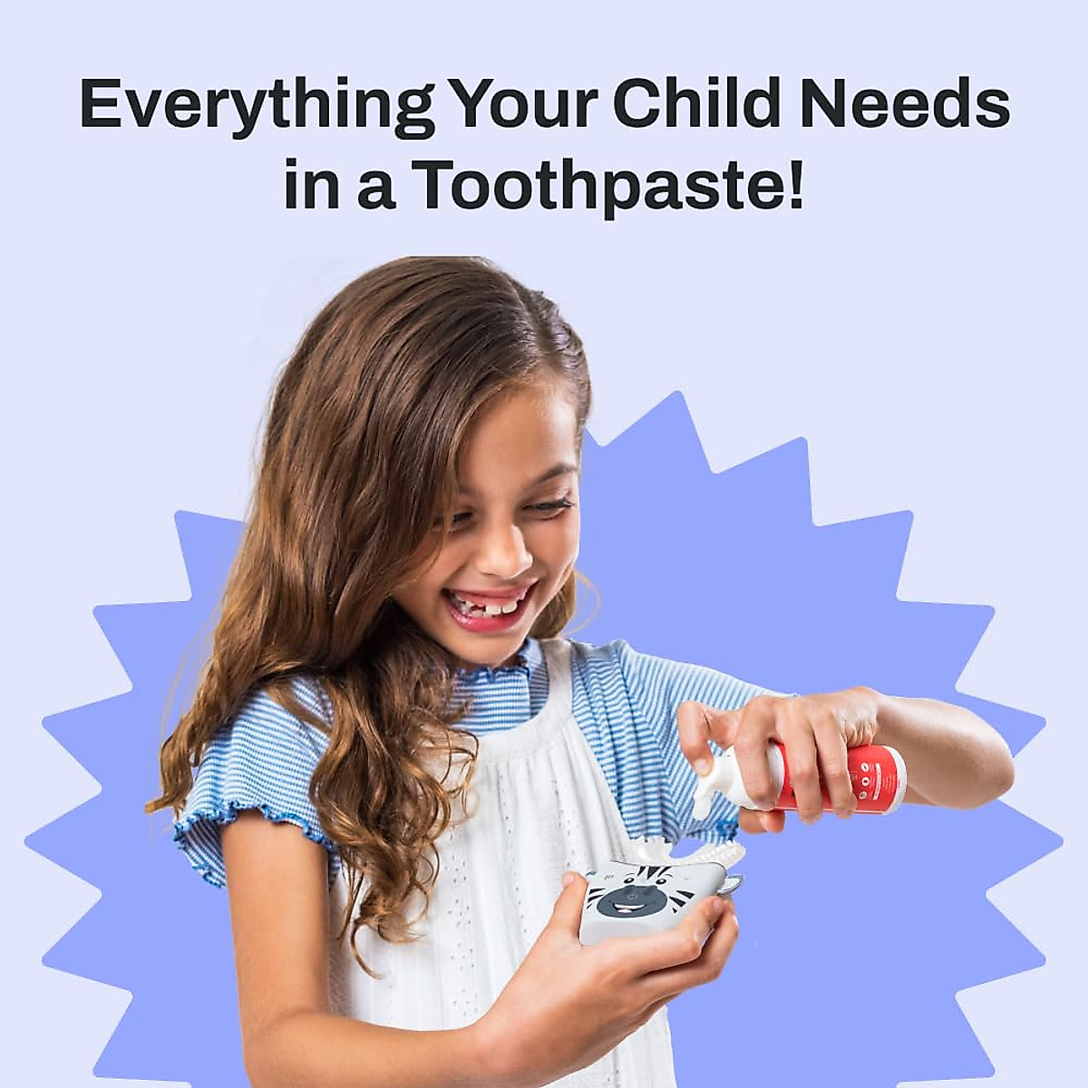 autobrush Kids Fluoride-Free Foaming Toothpaste Bubblegum Flavor for Electric or U-Shaped Toothbrush, SLS-Free, Training Toothpaste, Anti-Cavity (1 Pack)