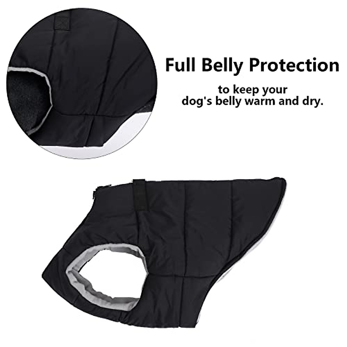 Geyecete Dog Bulldog Clothes Dog Cotton Padded Coat Thick Winter Warm Vest Waistcoat Cold Weather Jacket Clothing for French Bulldog Coat-Black-M